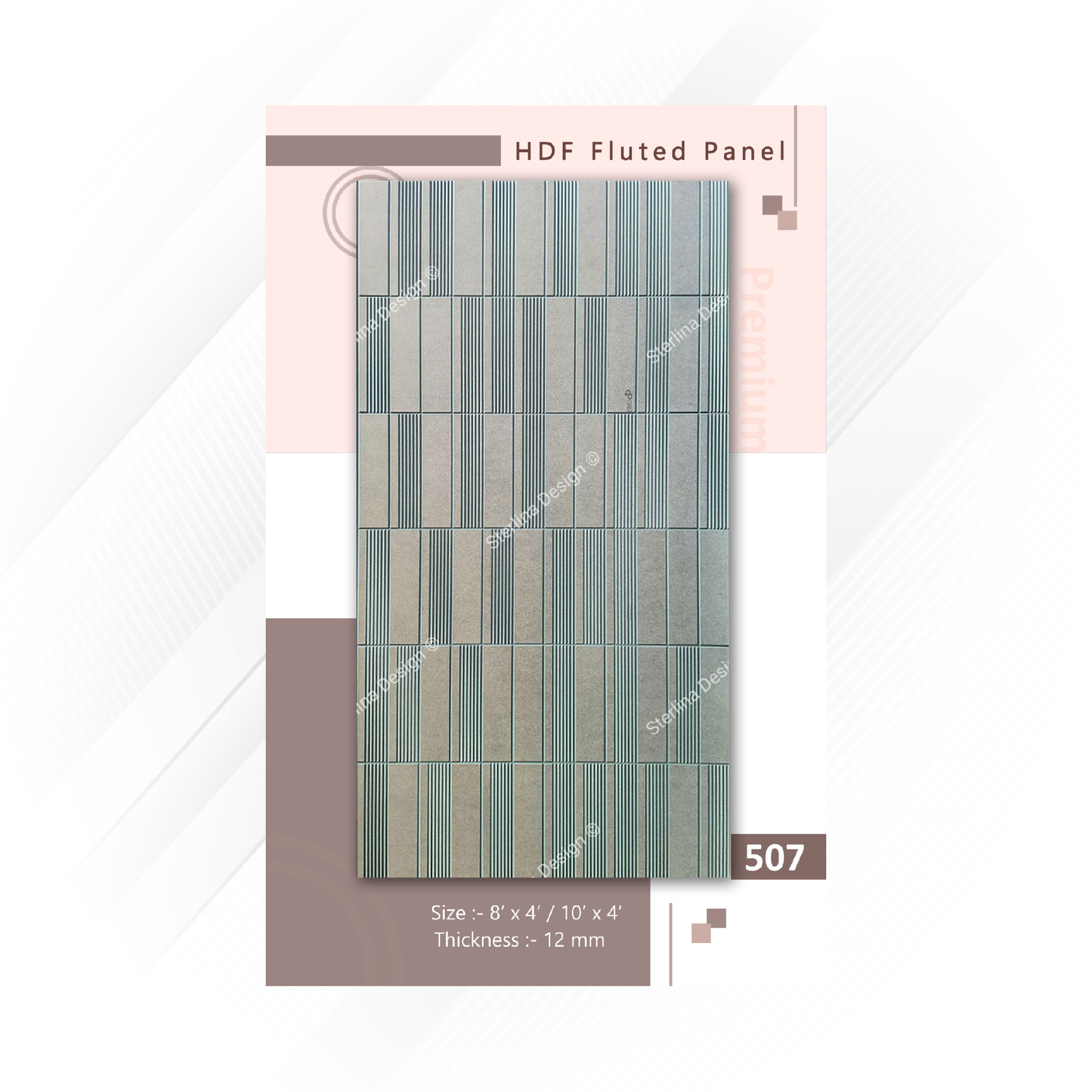 Panelx Fluted HDHMR Wall Panels (Paintable) | 8 Feet * 4 Feet | 507